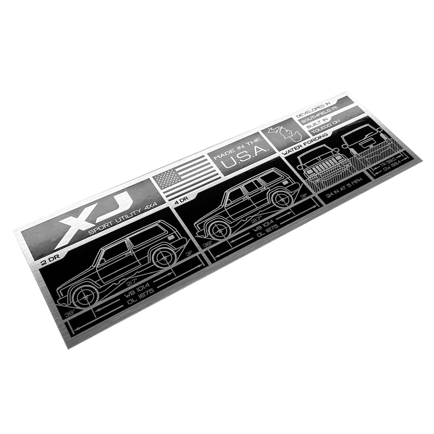 XJ Blueprint Data Plate Decal – Offroad Outfitter Apparel